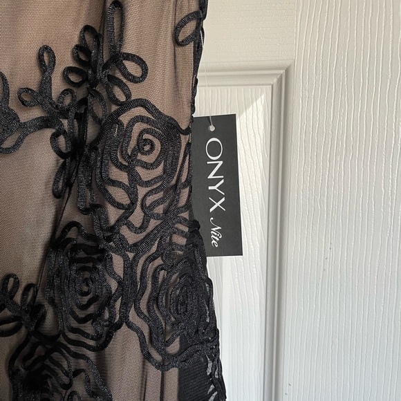 Onyx Nite | Dresses | Onyx Nite Evening Gown Black Lace Nude Mesh ...